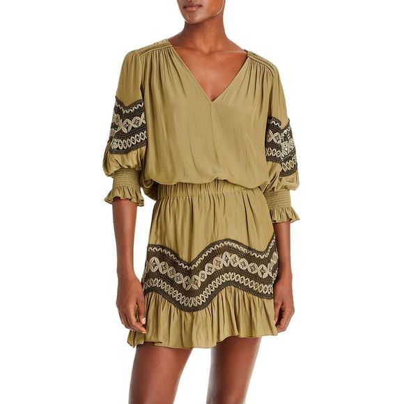Ramy Brook | Dresses | Ramy Brook Womens Barney Green Lace Mini Boho ...